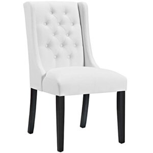 modway baronet modern tufted vegan leather upholstered dining chair in white