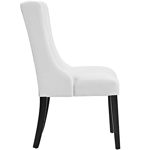 Modway Baronet Modern Tufted Vegan Leather Upholstered Dining Chair in White