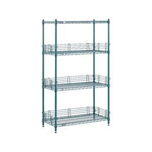 4-Shelf Wire Shelving Unit, Green Finish, 18"W x 36"L x 63"H