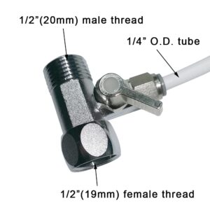 Malida Ball Valve Water Faucet Tap Feed Water filters RO Reverse Osmosis (1, conjoined,1/2" x 1/2" x 1/4")