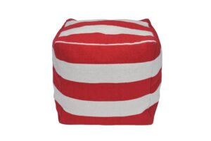 urban shop striped square pouf, red