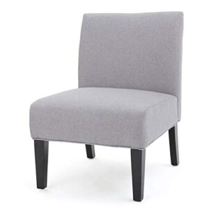 gdfstudio contemporary fabric slipper accent chair, light gray and matte black