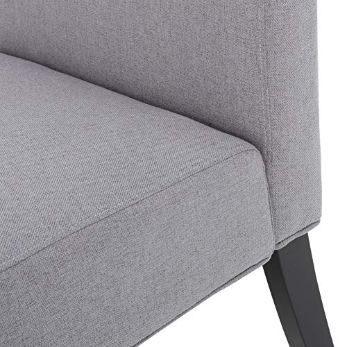 GDFStudio Contemporary Fabric Slipper Accent Chair, Light Gray and Matte Black