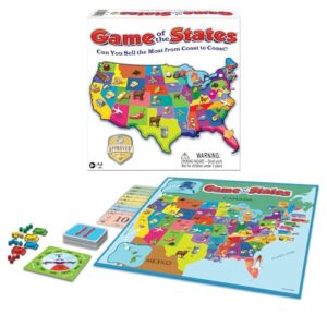 game of the states with 1970's original artwork, by winning moves games usa, children's pick up and deliver game, for 2 to 4 players, ages 8 and up