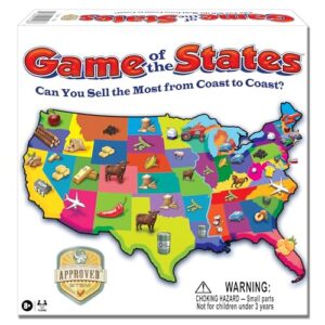 Game of The States with 1970's Original Artwork, by Winning Moves Games USA, Children's Pick Up and Deliver Game, for 2 to 4 Players, Ages 8 and up