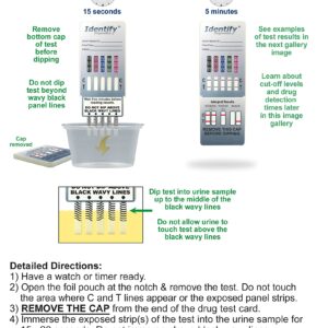 Identify Diagnostics Drug Test Cards - 5 Pack - 5 Panel Dip CLIA Waived Instant Urine Drug Test Kit for AMP,COC,MET,MOP/OPI,THC