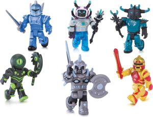 roblox action figure toy set 6-pack - champions of roblox w/exclusive virtual item - includes korblox deathspeaker, mage, general, the overseer, redcliff elite commander, alar knight - gift for kids