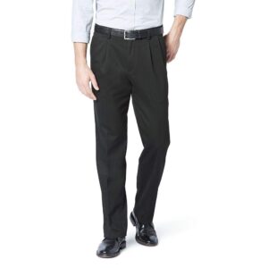 dockers men's classic fit easy khaki pants-pleated (standard and big & tall), black, 36w x 29l