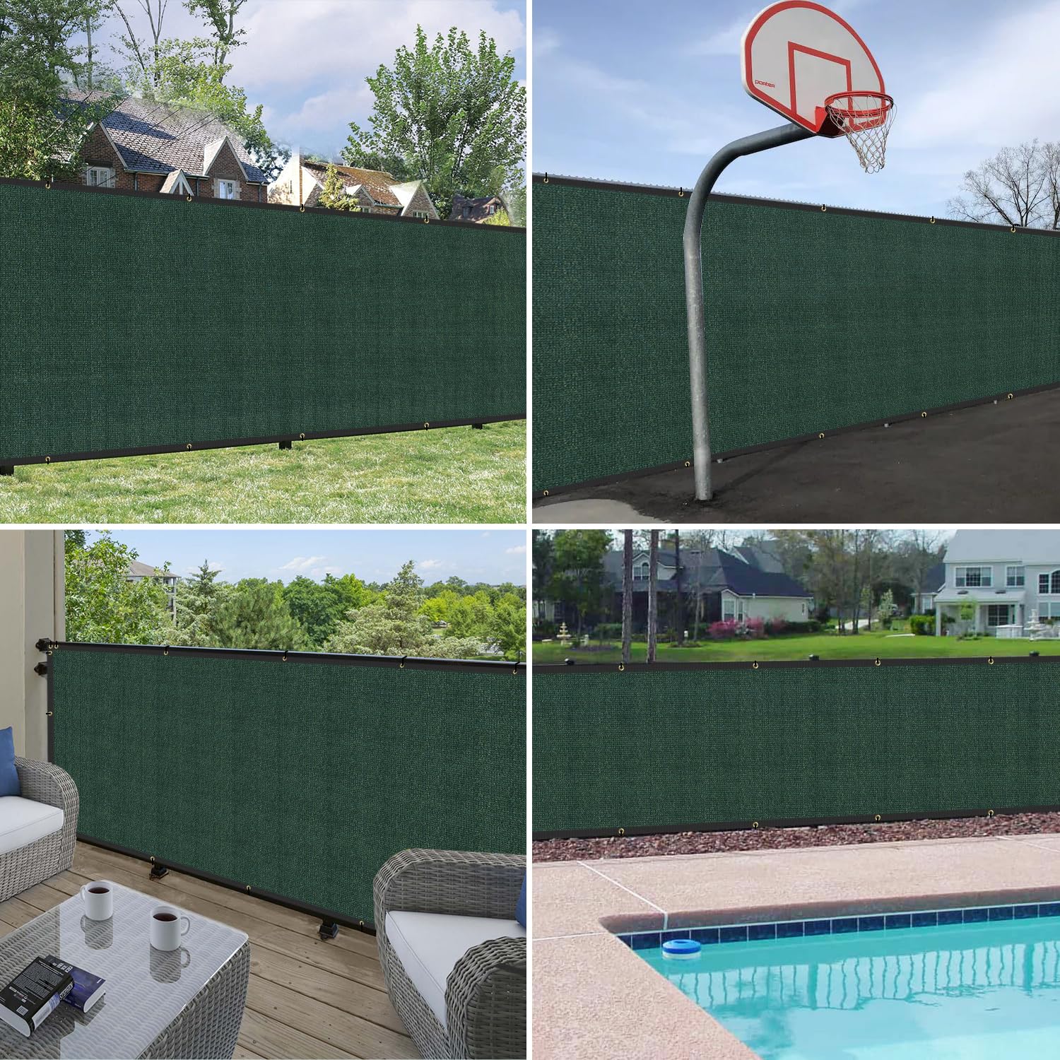 Windscreen4less 4' x 50' Privacy Fence Screen Heavy Duty Windscreen Fencing Cover Windblock Mesh Fabric Shade Cloth with Brass Grommtes for Garden Yard Pool Deck Carport Construction, Green