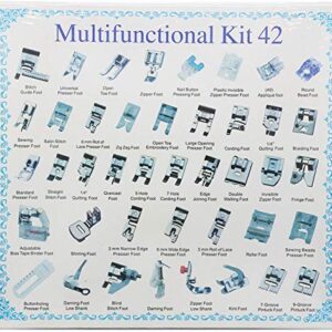 eoocvt 42pcs Domestic Sewing Machine Presser Feet Set for Brother, Babylock, Singer, Janome, Elna, Toyota, New Home, Simplicity, Necchi, Kenmore, and White Low Shank Sewing Machines