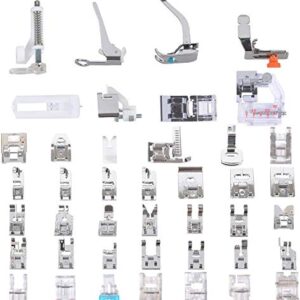 eoocvt 42pcs Domestic Sewing Machine Presser Feet Set for Brother, Babylock, Singer, Janome, Elna, Toyota, New Home, Simplicity, Necchi, Kenmore, and White Low Shank Sewing Machines