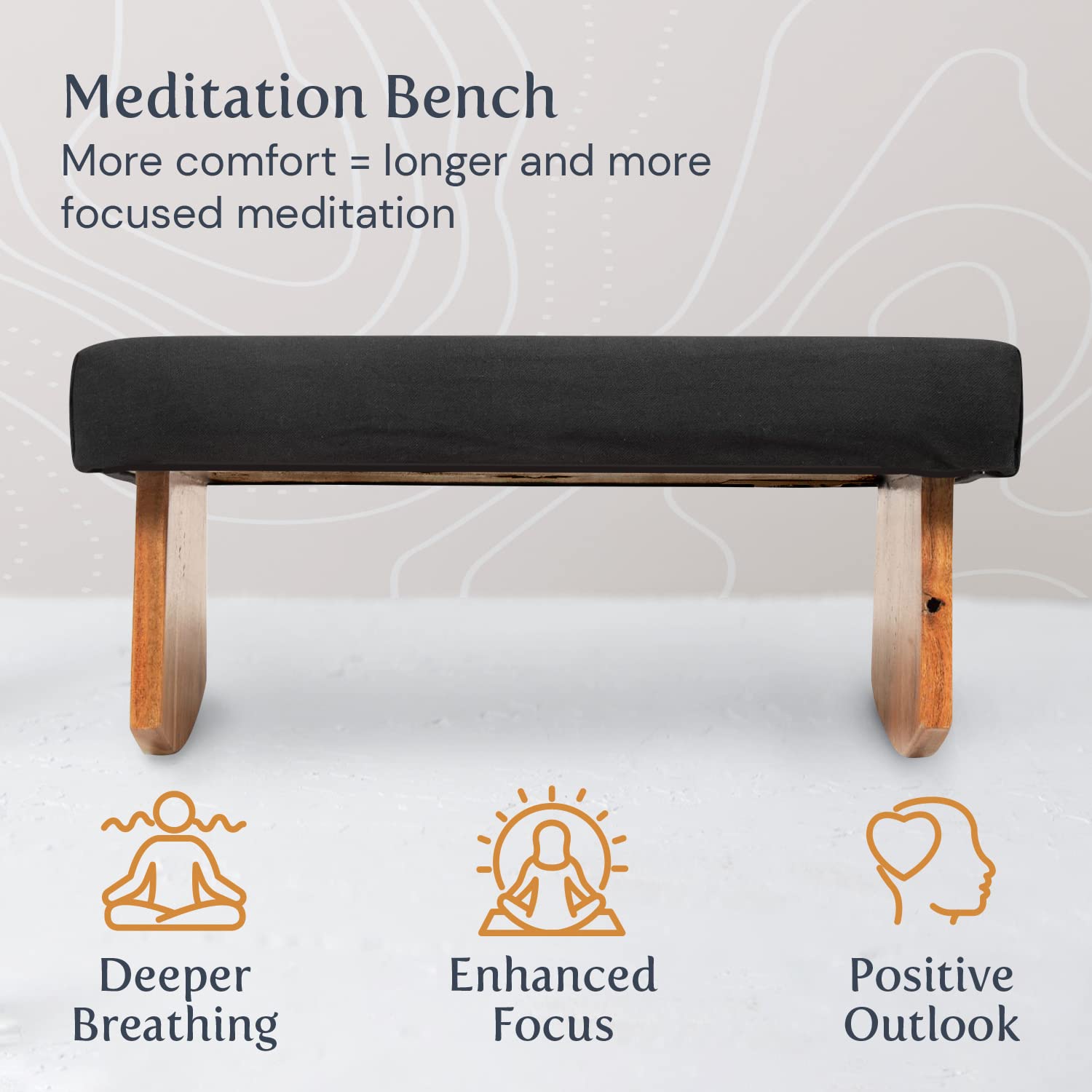 Waterglider International Meditation Bench (Zen Black), Seiza, Sustainable Acacia Wood with Curved Bottom Edges for The perfect posture, meditation stool, prayer bench, meditation chair, yoga stool