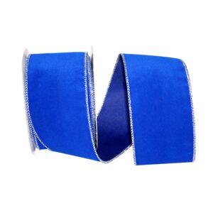 reliant ribbon velvet color wired edge ribbon, 2-1/2 inch x 10 yards, royal