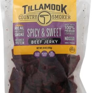 Tillamook Country Smoker Real Hardwood Smoked Beef Jerky, Spicy & Sweet, 10 Ounce