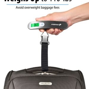 Fosmon Digital Luggage Scale (2 Pack) Digitial LCD Display Backlight Baggage Scale with 110lbs Capacity, Portable Stainless Steel Hanging Luggage Weight Scale with Tare Function for Travelers - Silver