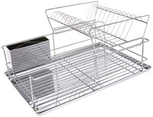 megachef mega chef 15 1/2-inch stainless iron shelf dish rack, chrome plated (94396414m) (93596414m)