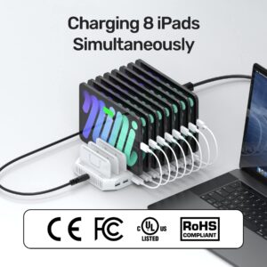 iPad Charging Station, Unitek 96W 10-Port USB Charging Dock Hub with Quick Charge 3.0, Charging Stand Compatible Multiple Device, Charging 8 iPads Simultaneously - [Upgraded Divider]