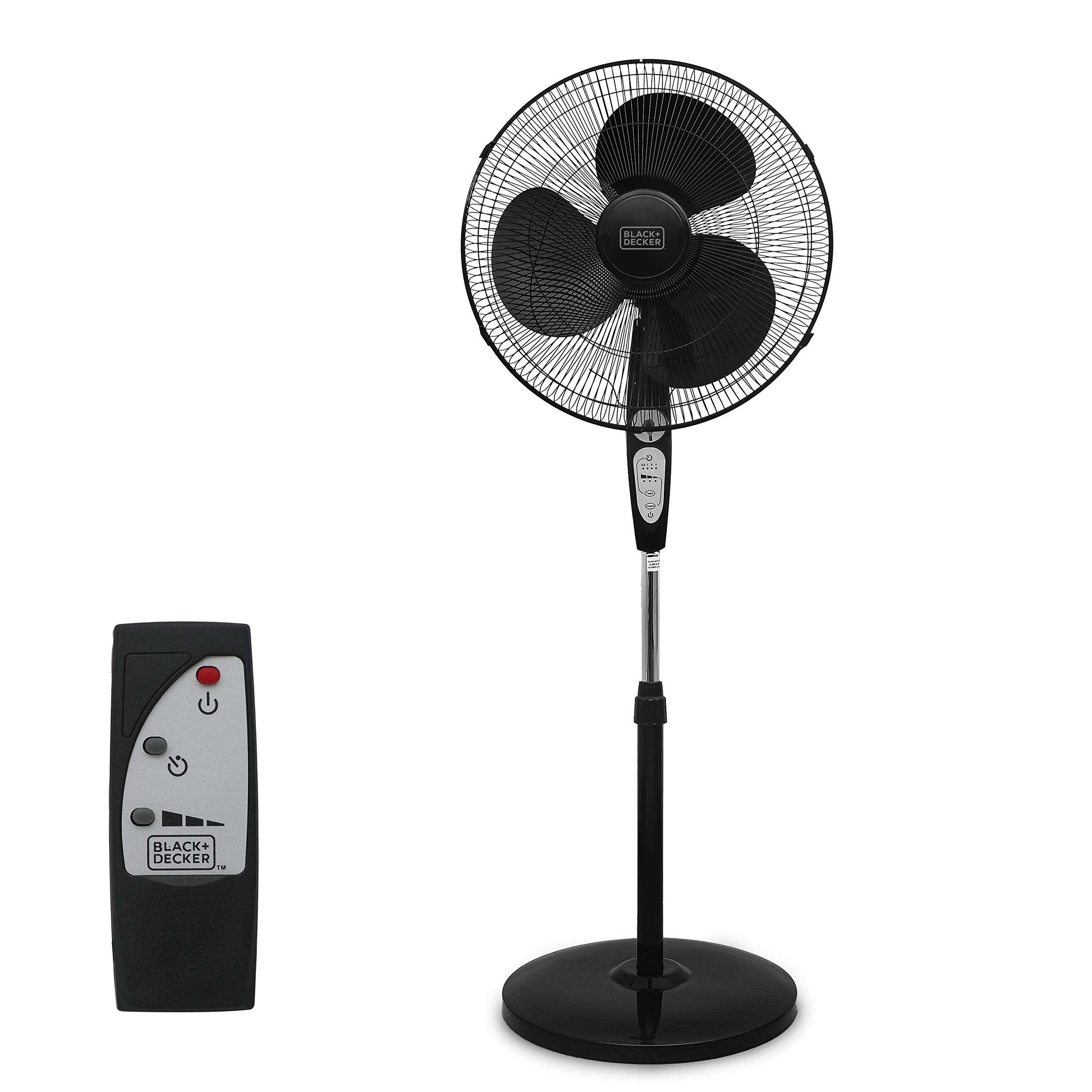 BLACK+DECKER BFSR18B 18 Inches Stand Fan with Remote, Black