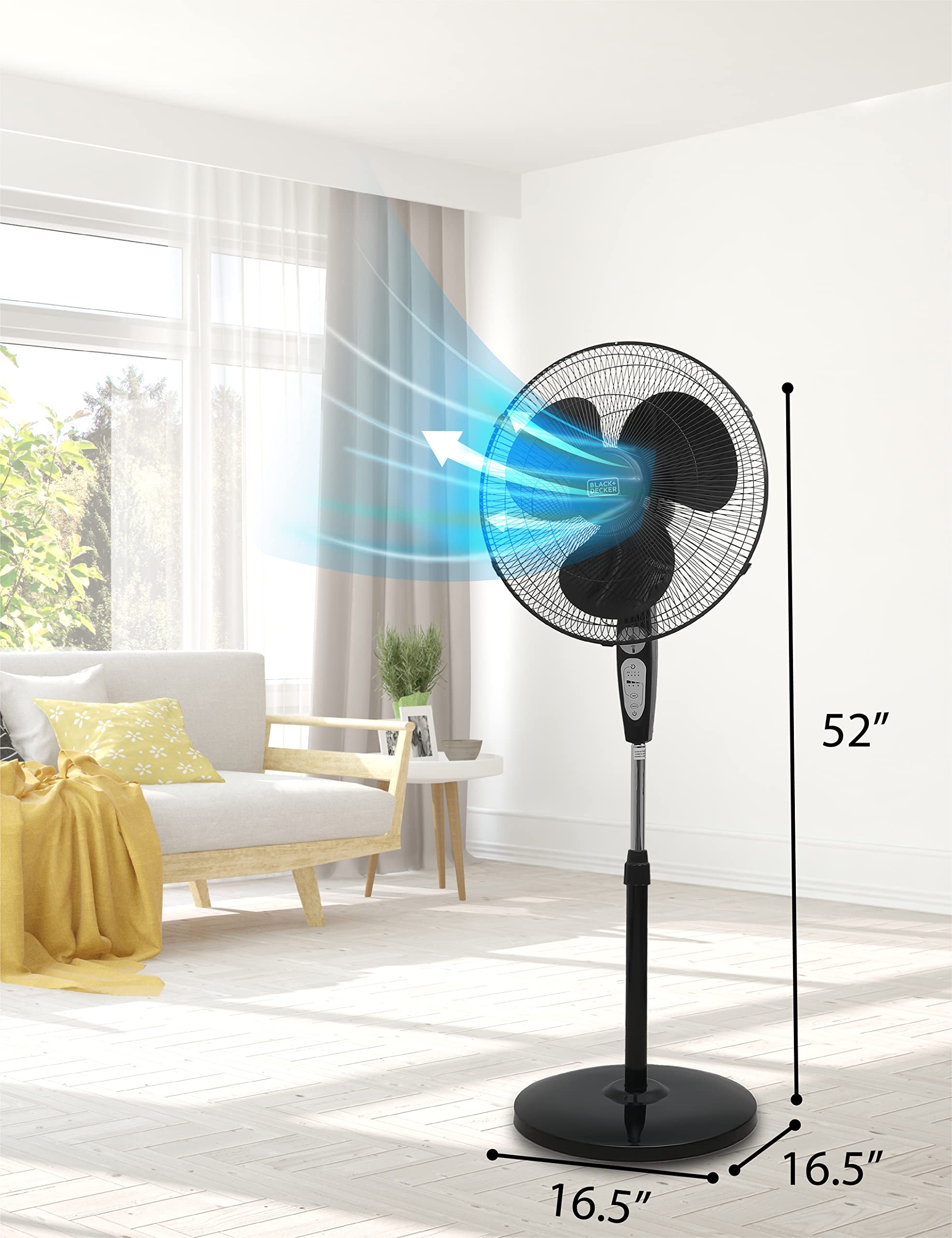 BLACK+DECKER BFSR18B 18 Inches Stand Fan with Remote, Black