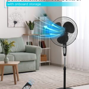 BLACK+DECKER BFSR18B 18 Inches Stand Fan with Remote, Black