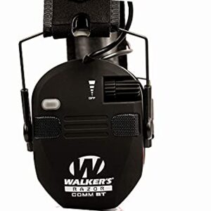 WALKER'S Razor Electronic Quad Muff w/ Bluetooth | 4 Mics 360-Degree Sound Capture 23dB NRR Hearing Protection Range Shooting Earmuffs w/ 2 AAA Batteries, Black