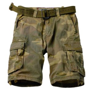 akarmy men's camo cargo shorts outdoor multi-pocket cotton casual shorts with no belt 8062 c34 retro camo thin 38