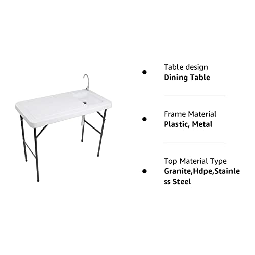 VINGLI Outdoor Folding Fish and Game Cleaning Table w/Sink| Portable & Durable, Standard Garden Connection, Upgraded Drainage Hose, Stainless Steel (Classic)…