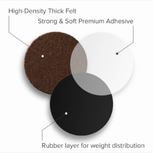 16 Heavy-Duty Felt Furniture Pads 2” 1/4” Thick X-Protector! Round Felt Pads for Furniture Feet - The Best Felt Floor Protectors for Furniture to Prevent Scratches. Protect Your Hard Floor! (Brown)