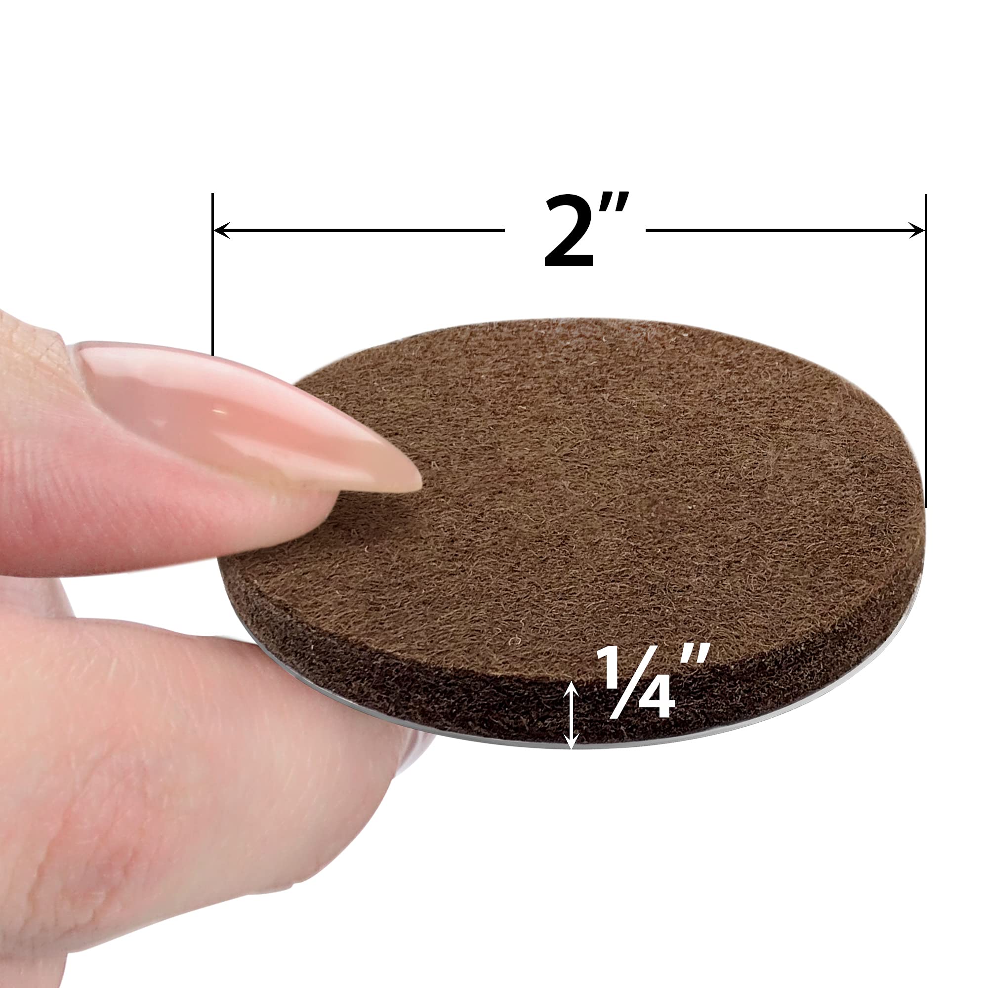 16 Heavy-Duty Felt Furniture Pads 2” 1/4” Thick X-Protector! Round Felt Pads for Furniture Feet - The Best Felt Floor Protectors for Furniture to Prevent Scratches. Protect Your Hard Floor! (Brown)