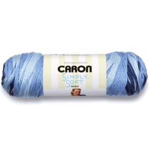 caron simply soft ombre yarn (4) medium gauge 100% acrylic - 5oz - sat blue jeans - machine wash & dry