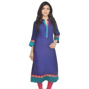 chichi women's indian embroidered rayon kurti top, royal blue, xx-large