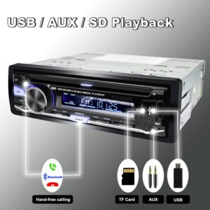 Alondy Single Din Car Stereo with CD/DVD Player | Bluetooth | FM/AM/RDS Radio | USB SD AUX Audio Receiver