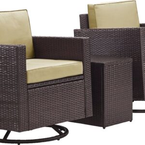 Crosley Furniture KO70058BR-SA Palm Harbor Outdoor Wicker 3-Piece Seating Set (2 Swivel Chairs and Side Table), Brown with Sand Cushions