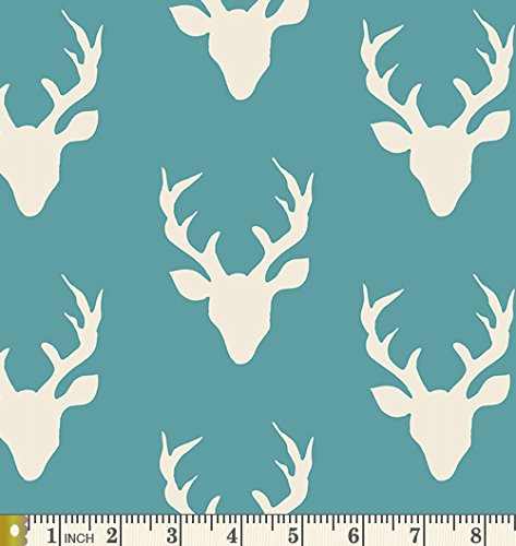 Teal and Gray Woodland Deer Fabric Bundle | Boys Quilt Fabrics | Hunting Fabrics | Buck Head Fabrics for Quilting | Deer Fat Quarters | Art Gallery Fabrics (Fat Quarters)