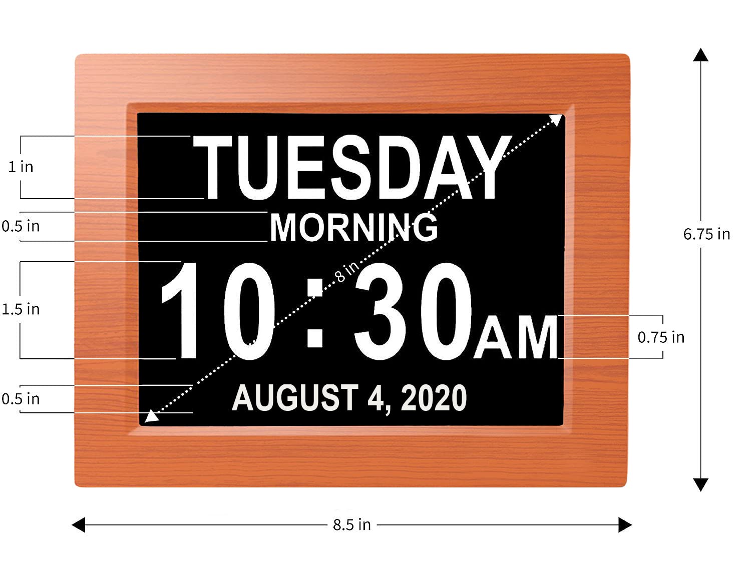 【New 2024】American Lifetime Dementia Clock Large Digital Clock for Seniors, Digital Clock Large Display with custom Alarms Clock with Day & Date for Elderly Large Number Digital Clock Brown Wood Color