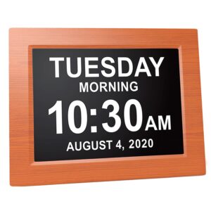 【New 2024】American Lifetime Dementia Clock Large Digital Clock for Seniors, Digital Clock Large Display with custom Alarms Clock with Day & Date for Elderly Large Number Digital Clock Brown Wood Color