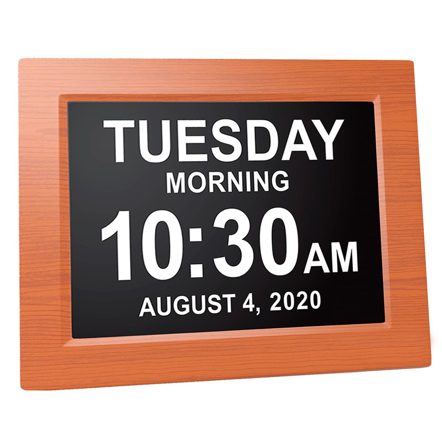 【New 2024】American Lifetime Dementia Clock Large Digital Clock for Seniors, Digital Clock Large Display with custom Alarms Clock with Day & Date for Elderly Large Number Digital Clock Brown Wood Color