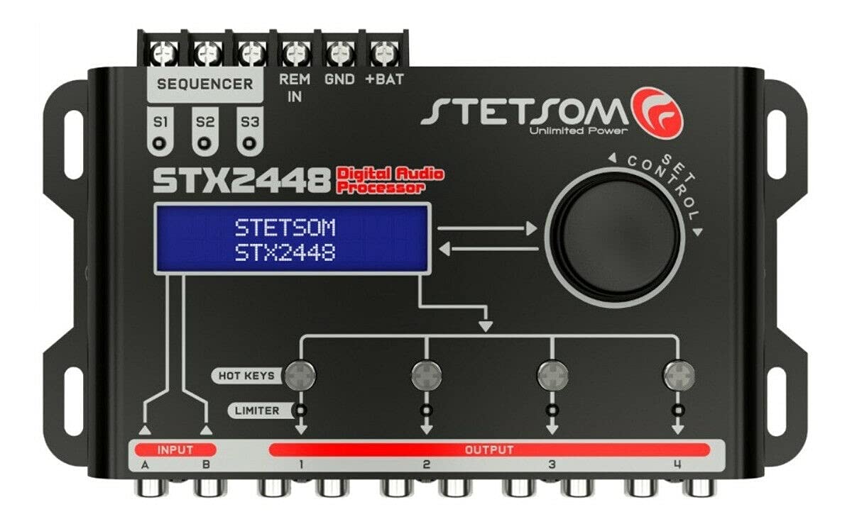 Stetsom STX 2448 DSP Crossover & Equalizer 4 Channel Full Digital Signal Processor (Sequencer) 2.4 Remote Relay