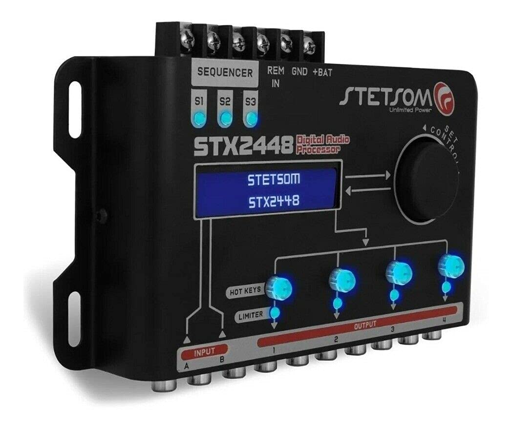 Stetsom STX 2448 DSP Crossover & Equalizer 4 Channel Full Digital Signal Processor (Sequencer) 2.4 Remote Relay