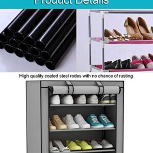 UDEAR 9 Tier Shoe Rack with Dustproof Cover Shoe Shelf Storage Organizer Grey