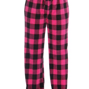 Just Love Women's Buffalo Plaid Plush Check Pajama Pants, Buffalo Plaid Fuchsia / Black, X-Large