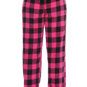 Just Love Women's Buffalo Plaid Plush Check Pajama Pants, Buffalo Plaid Fuchsia / Black, X-Large