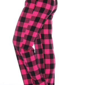 Just Love Women's Buffalo Plaid Plush Check Pajama Pants, Buffalo Plaid Fuchsia / Black, X-Large