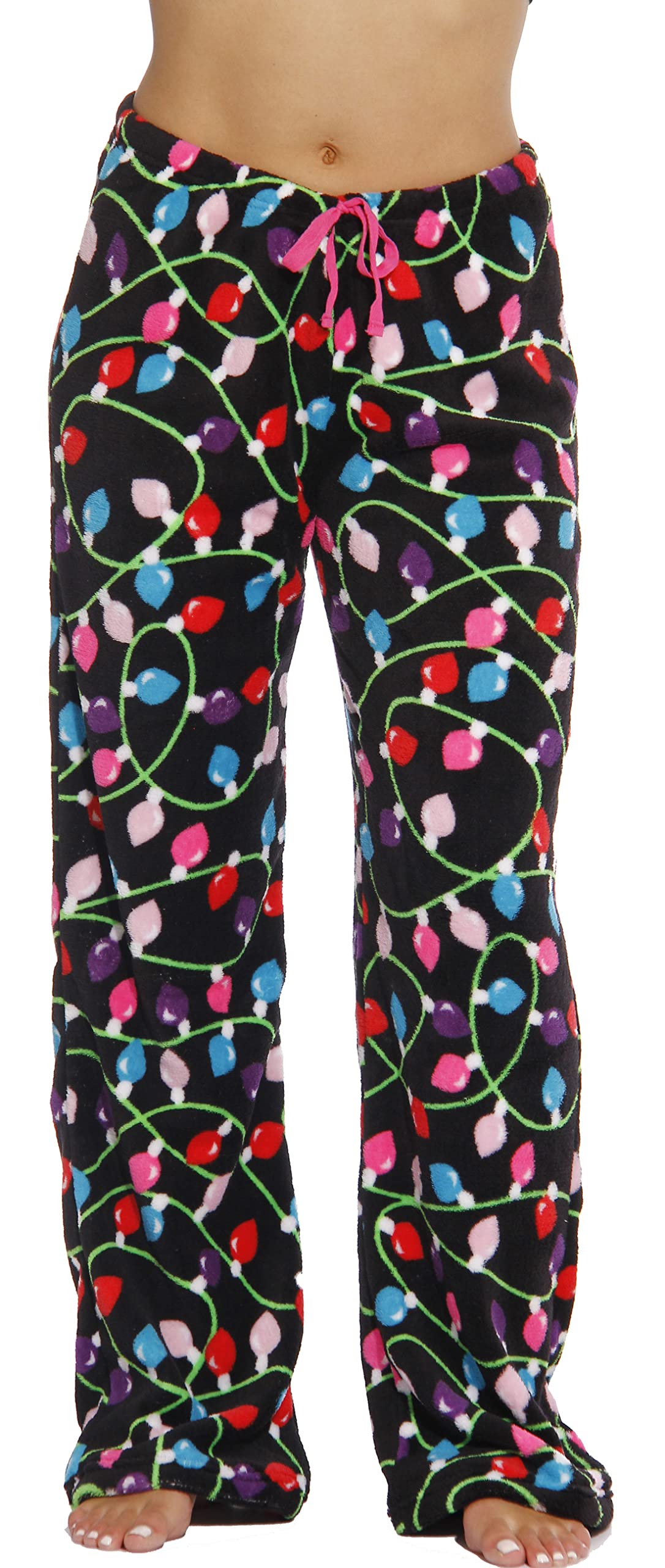 6339-10122-L Just Love Women's Plush Pajama Pants - Petite to Plus Size Pajamas,Black - Light Up,Large