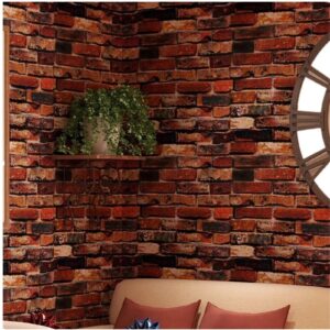 yancorp 18" x 120" brick wallpaper rust red peel and stick wallpaper self adhesive fireplace backdrop kitchen backsplash wall decor stick on wallpaper