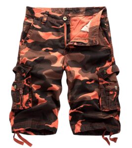 aoyog men's camo cargo shorts relaxed fit multi-pocket outdoor camouflage cargo shorts cotton