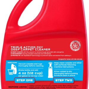 Rug Doctor Triple Action Oxy Deep Carpet Cleaner, 48 oz., Deep Cleans, Deodorizes, & Protects, Concentrated, Professional-Grade, 3X Action Formula