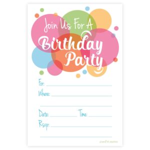 happy dot birthday party invitations - fill in style (20 count) with envelopes