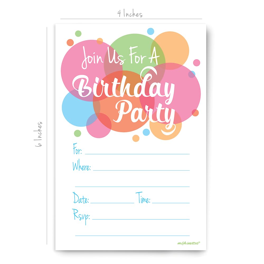 Happy Dot Birthday Party Invitations - Fill In Style (20 Count) With Envelopes