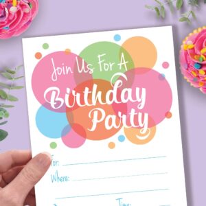 Happy Dot Birthday Party Invitations - Fill In Style (20 Count) With Envelopes